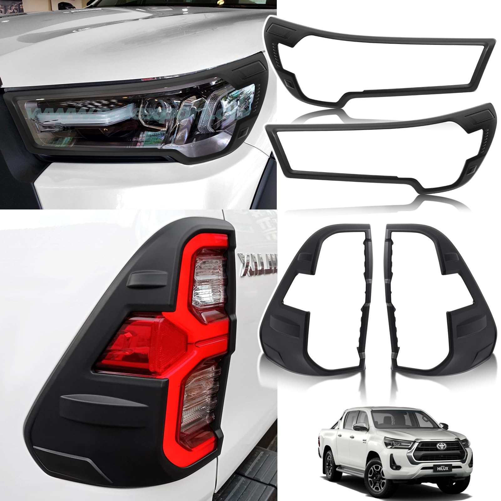 Buy JHCHAN Headlight Rear Light Guard for Toyota Hilux 2021-2024 Rogue ...