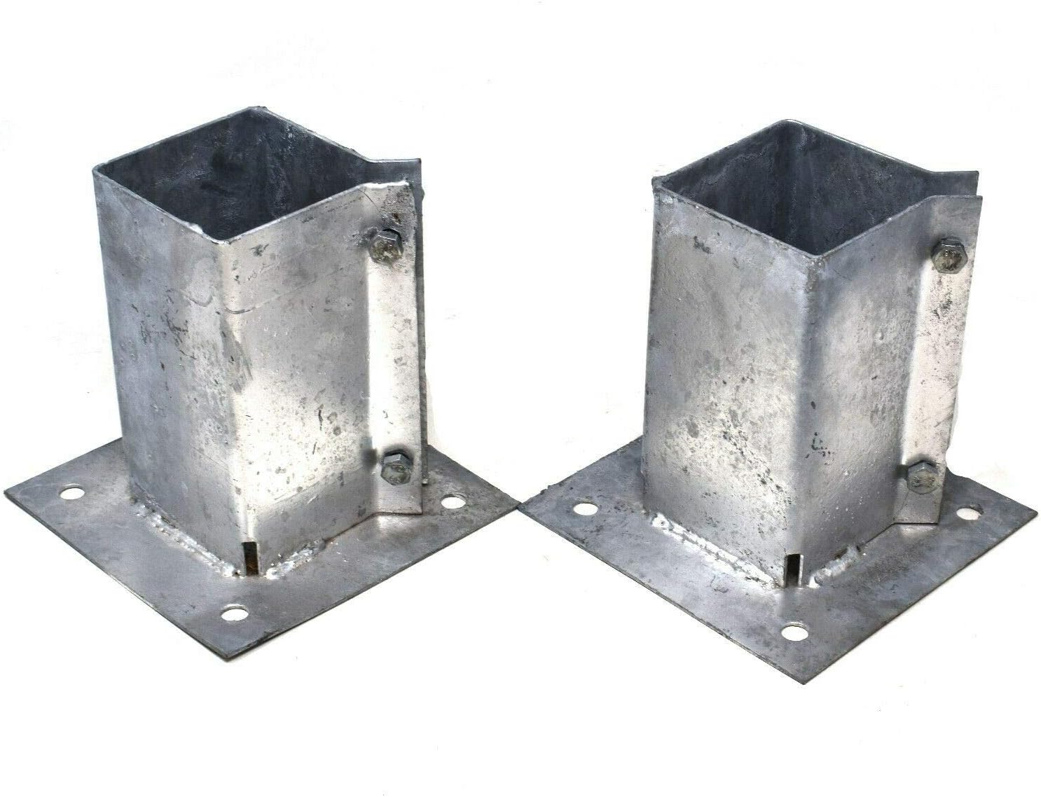 2 x Bolt Down Post Shoes - Twin Pack 75 x 75mm Fence Fixing Galvanised ...