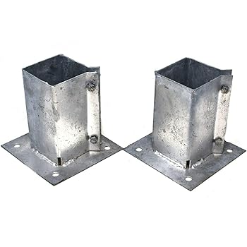 Flush Fit Bolt Down Shoes - Twin Pack 75 x 75mm Fence Fixing Galvanised ...