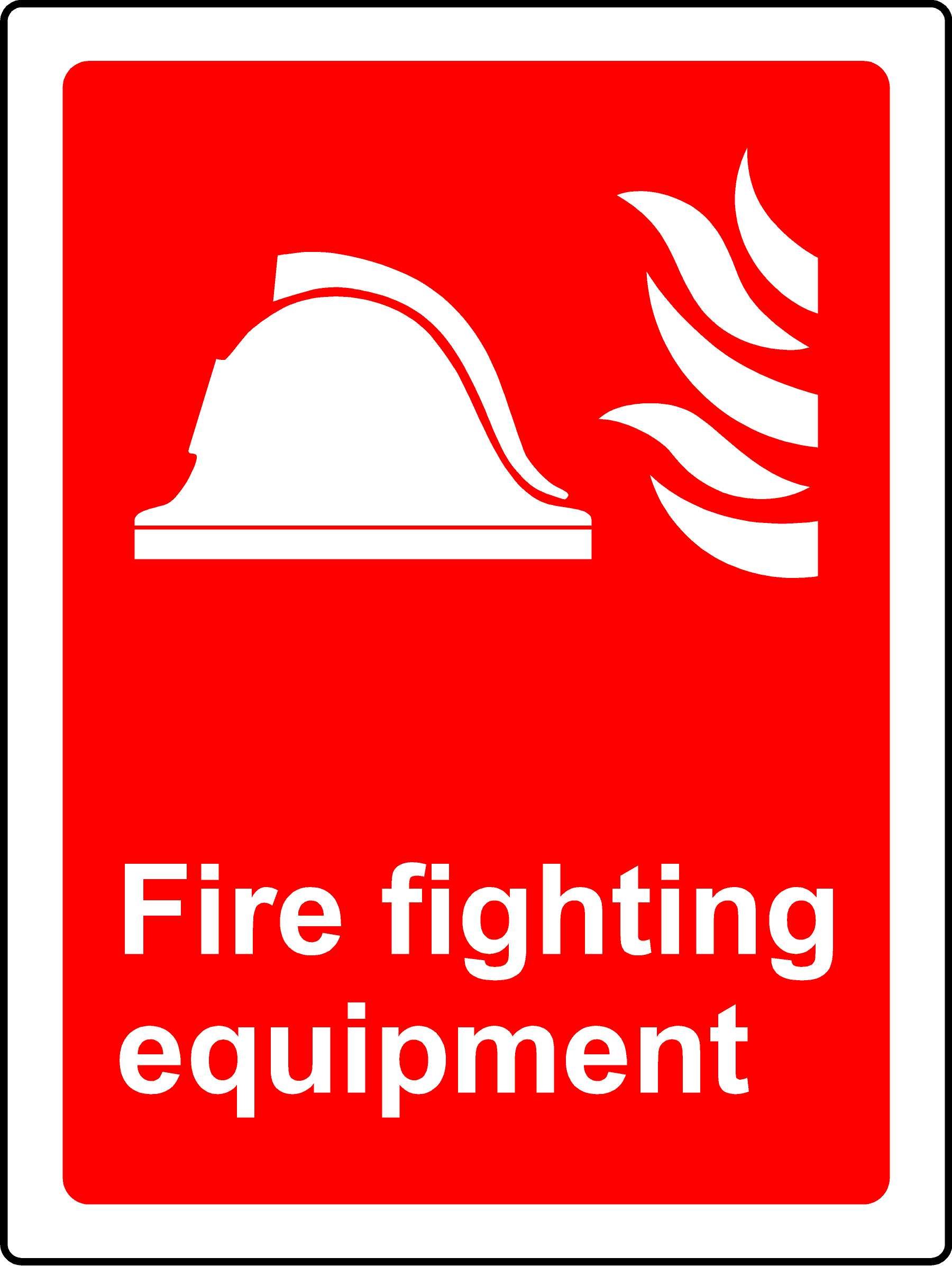 Fire fighting equipment Safety sign - Self adhesive sticker 200mm x ...