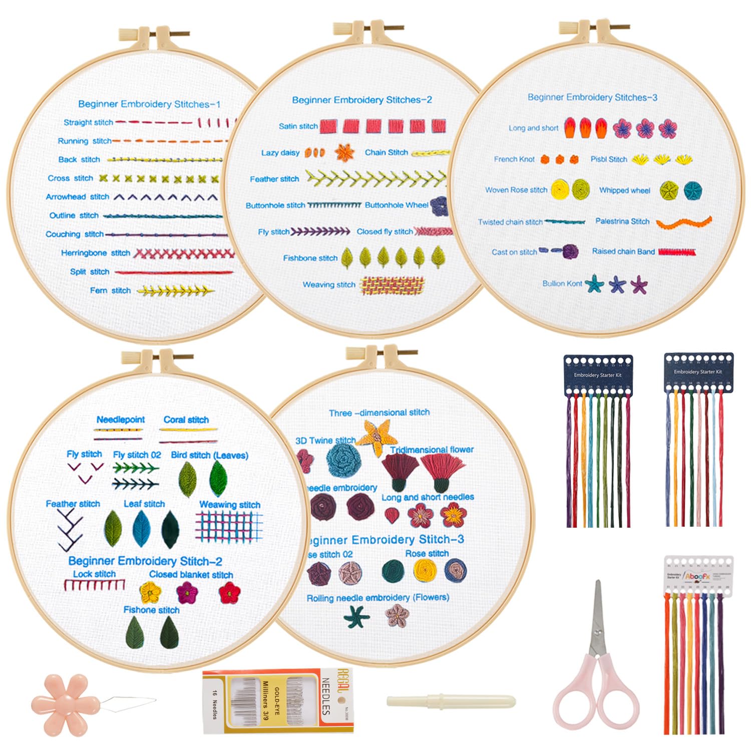 Amazon.com: Anpro 5 Set Embroidery kit for Beginners Adults ...