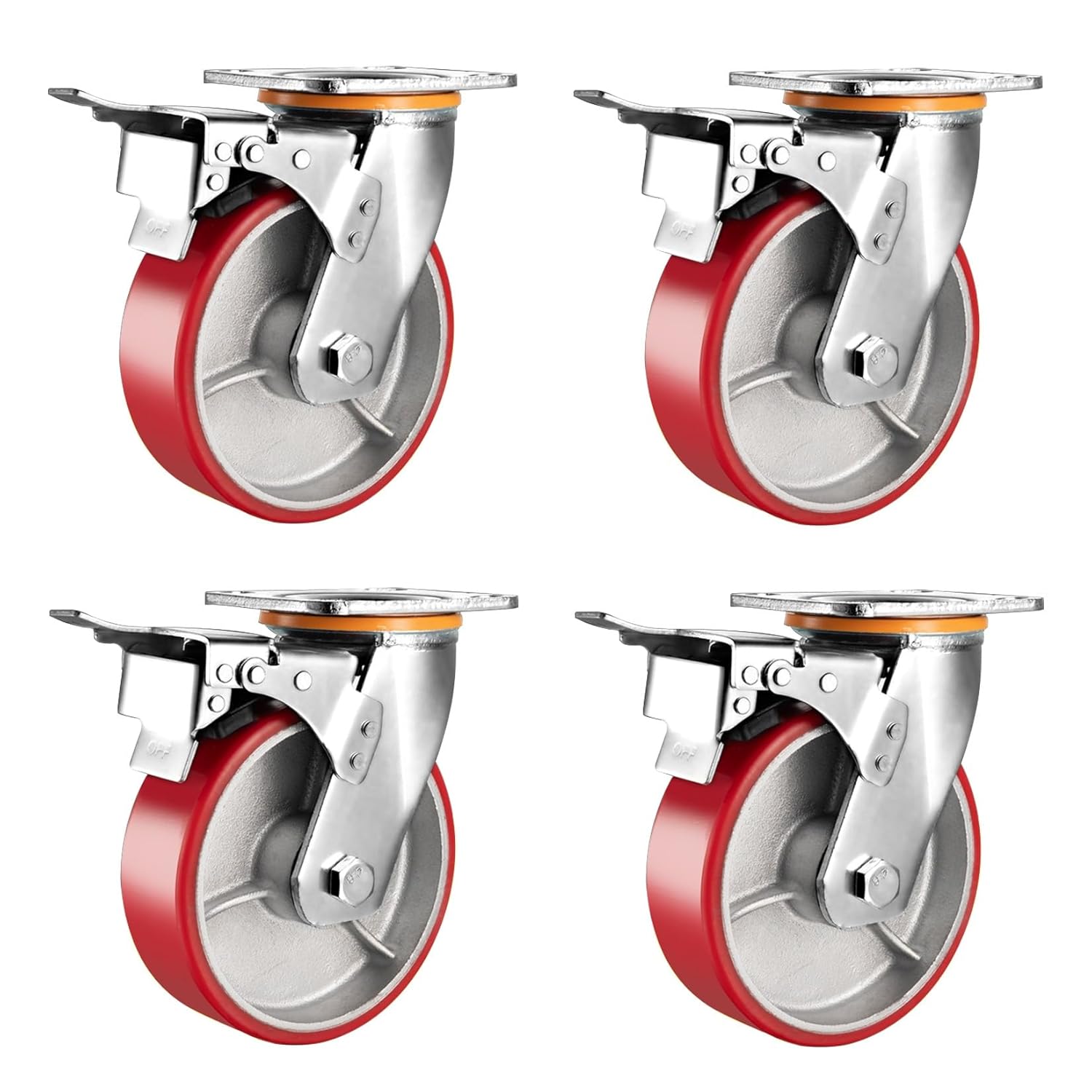 Heavy Duty Industrial Caster Wheel 4 5 6 8 Inch Set of 4, Tread ...