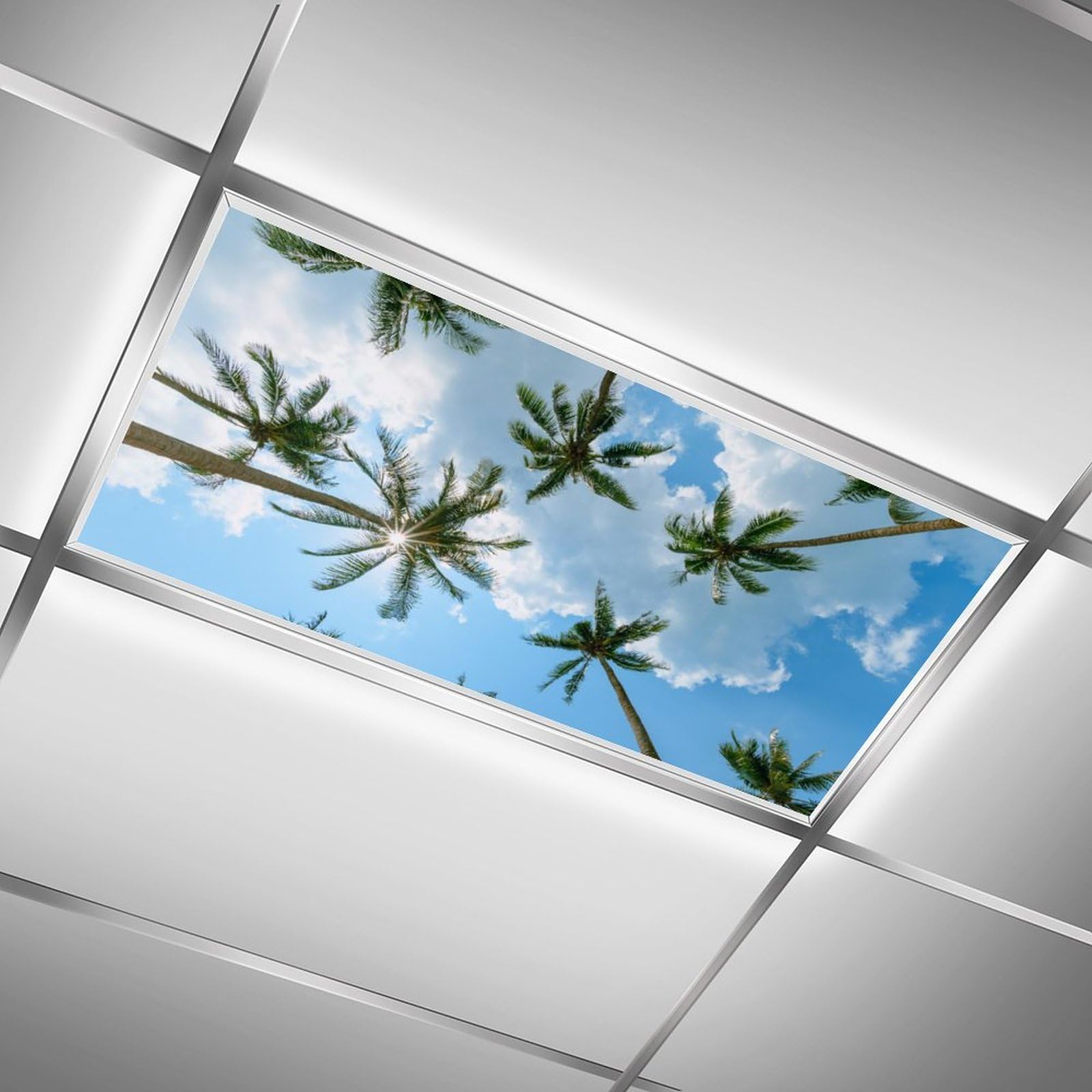 Fluorescent Light Cover for Classroom - 2 Pcs Coconut Tree Sky Magnetic Fluorescent Light Covers ...