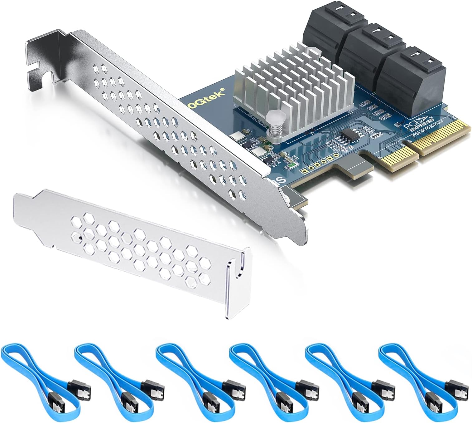 Amazon.com: 10Gtek 6-Port PCIe Expansion Card, PCIe x4 to 6X SATA 3.0 ...