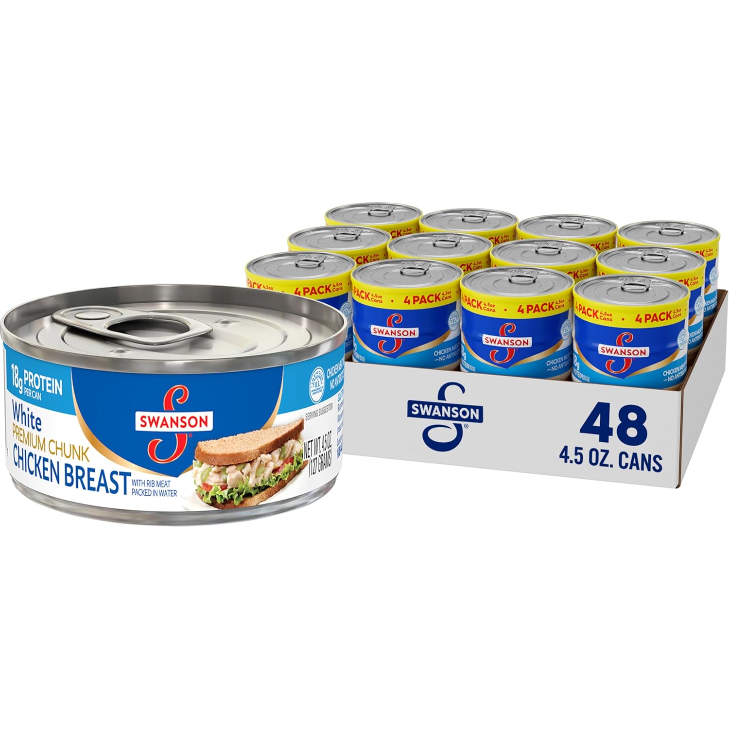 Amazon.com: Swanson White Premium Chunk Canned Chicken Breast in Water ...