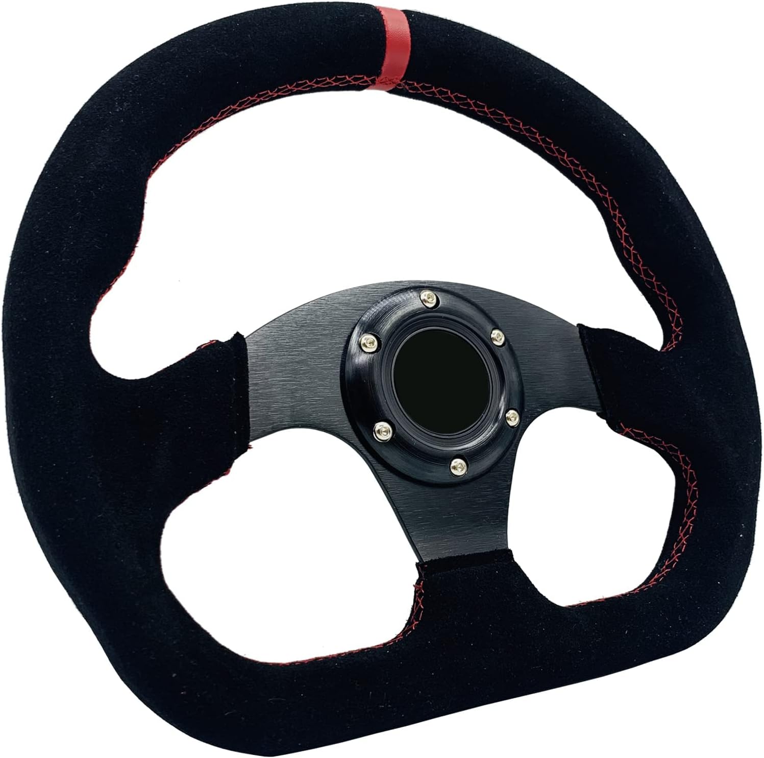 Amazon.com: Spaorcco 13" Black Suede Leather Racing Steering Wheel ...