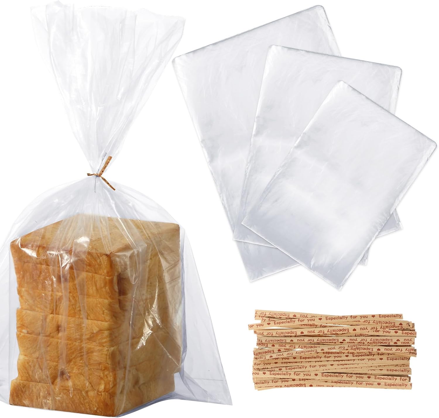 Amazon.com: Qunclay 240 Pcs Plastic Bread Bags for Homemade Bread Clear ...