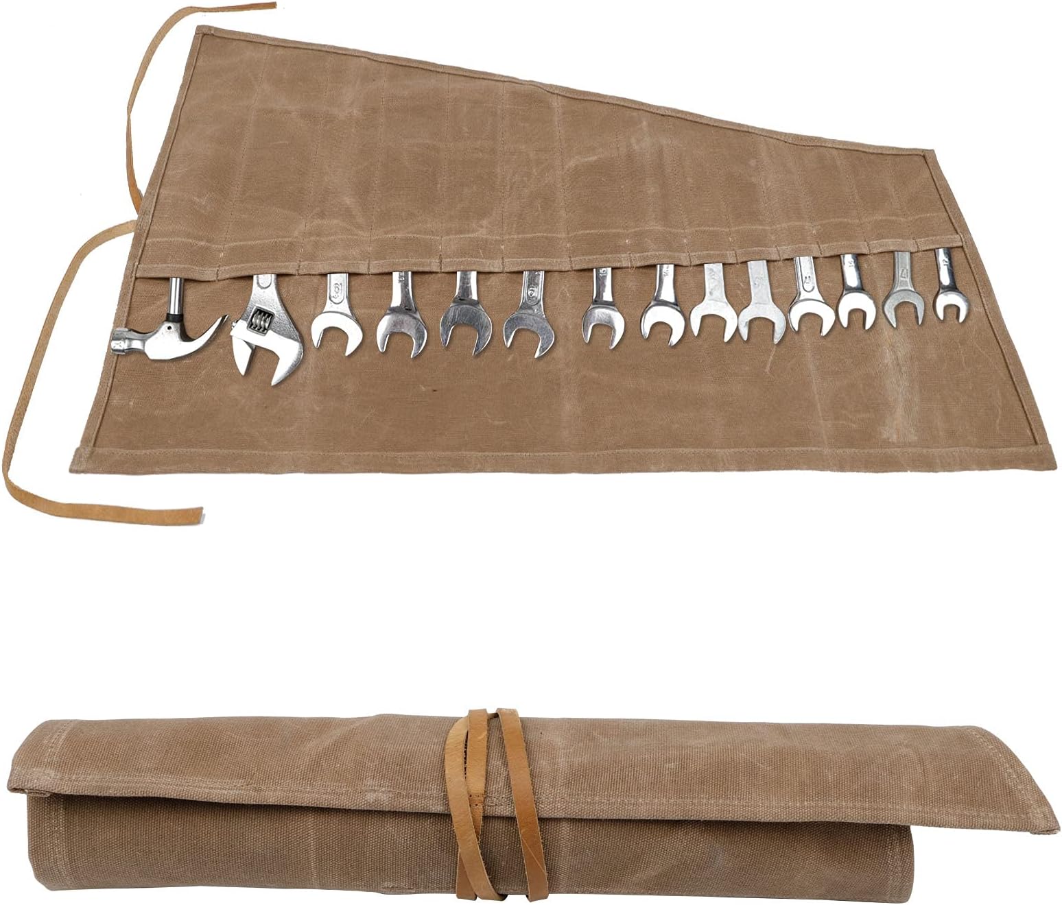 Tool Roll Bag, Waxed Canvas Spanner Chisel Roll, Heavy Duty Small Tool ...