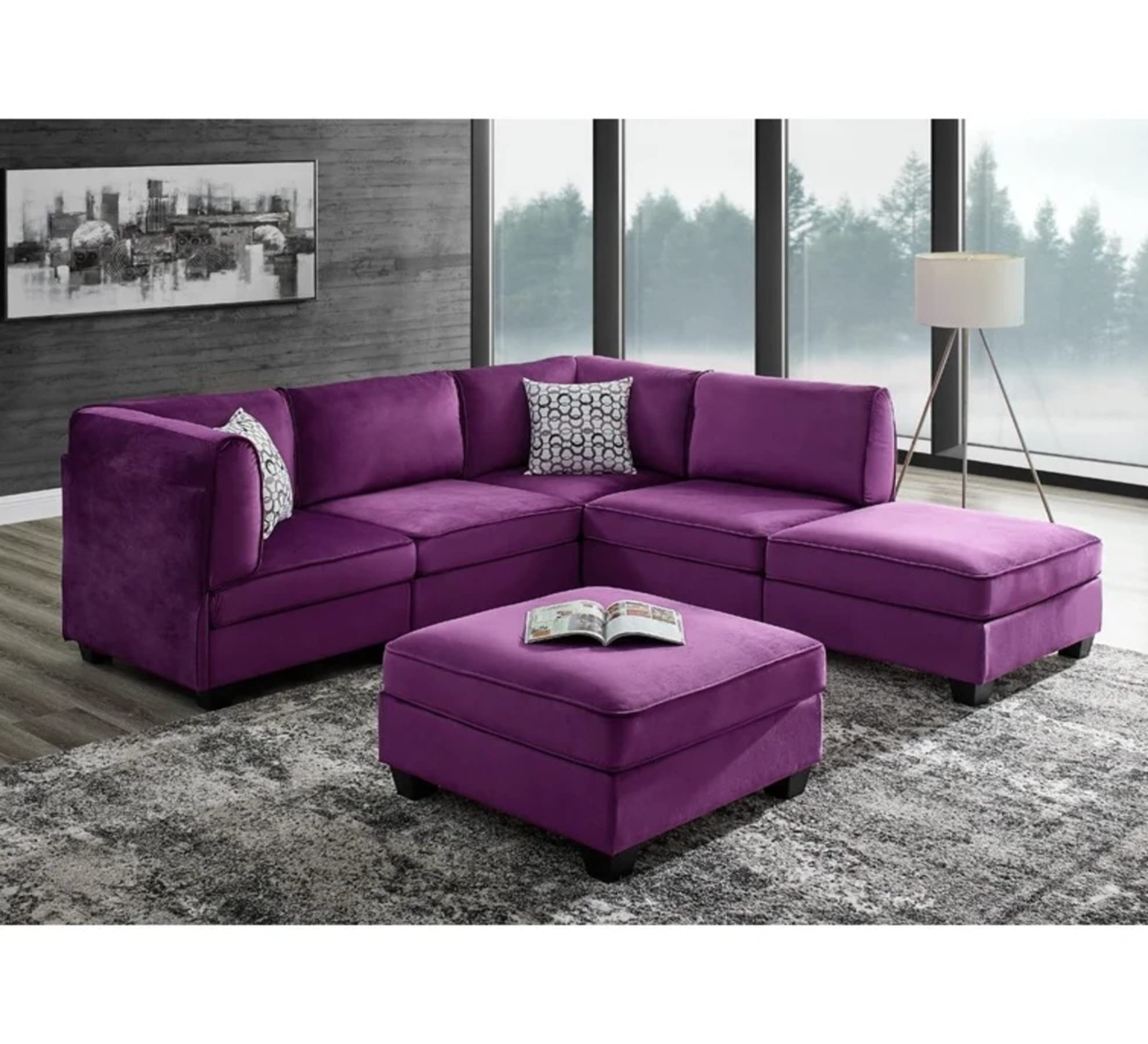Purple Living Room Furniture Sectional Legend Vansen Convertible