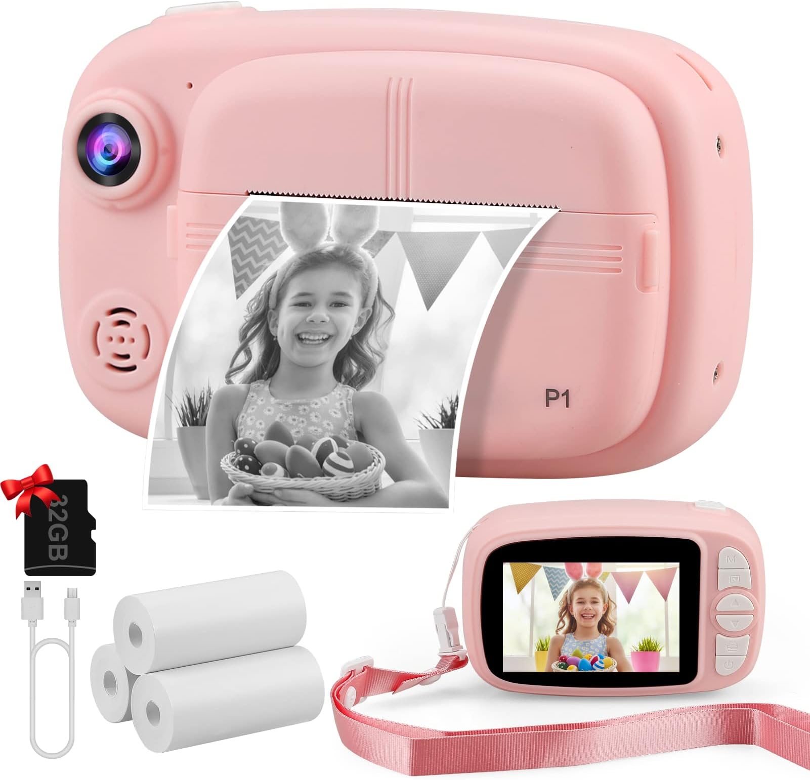 Amazon.com : Instant Print Camera for Kids,VJJB Kids Camera 3.5-inch ...