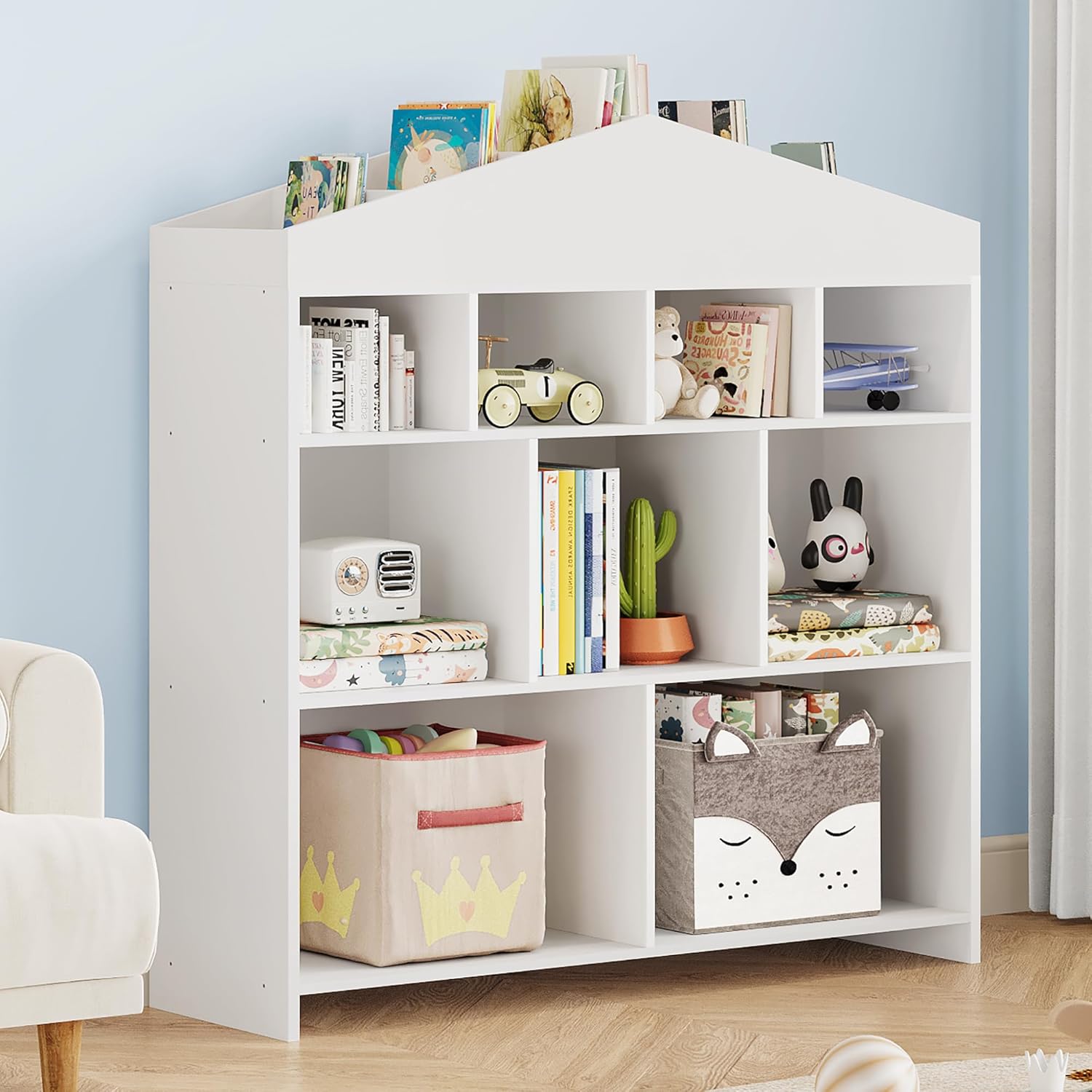 Amazon.com: GAOMON Kids Bookshelf 9-Cubby Toy Storage Organizer White ...
