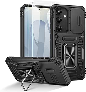 Doeshine for Samsung Galaxy S25/S24 Case with 2 Pack Screen Protector, 360° Rotate Ring Stand ...