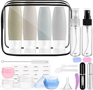 Juego De Botellas De Viaje De 21 Piezas, Botellas De Viaje De Silicona De 30/60/90 Ml Con Bolsa ...