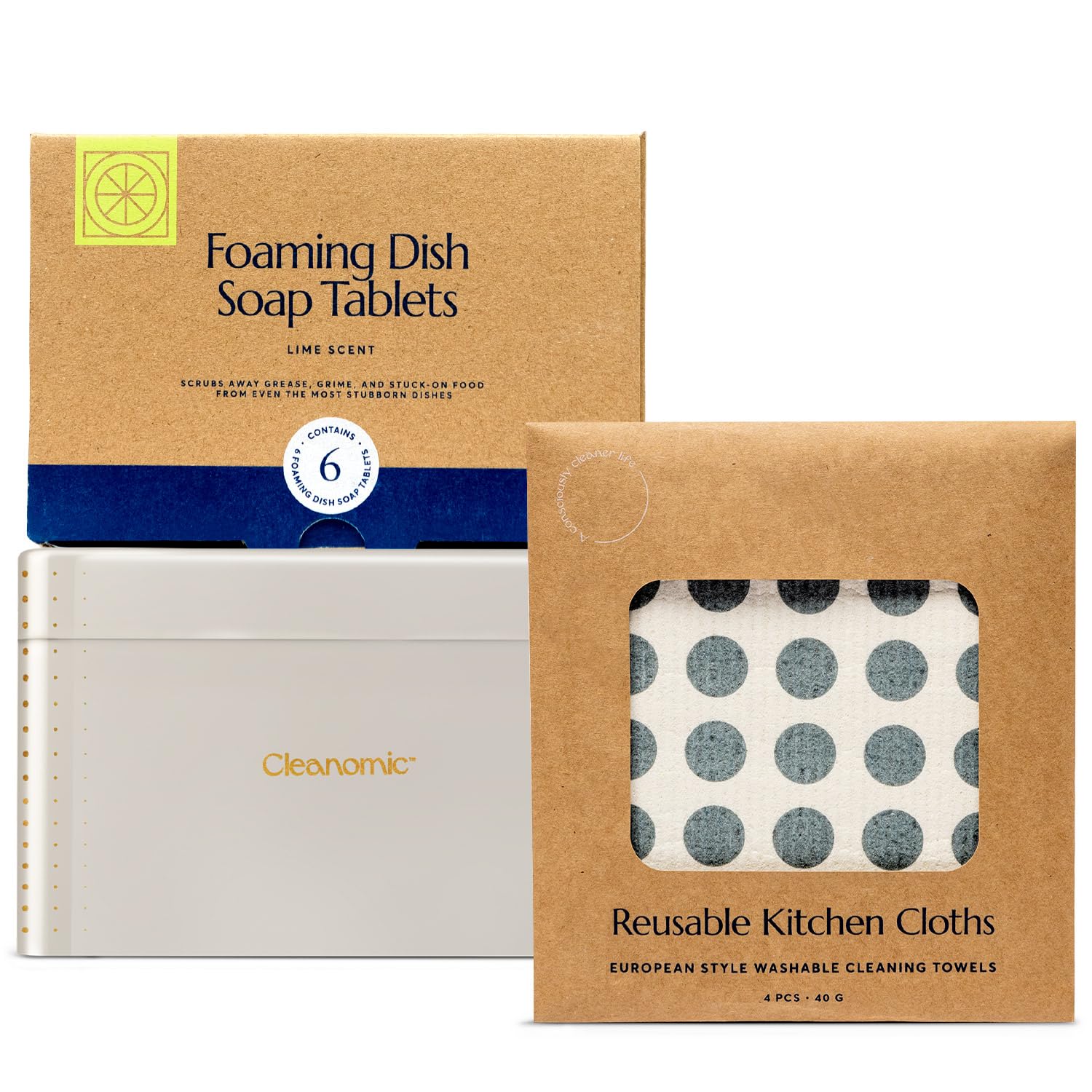 Amazon.com : CLEANOMIC Foaming Hand Soap, Kitchen Cloth and Tablet Tin ...