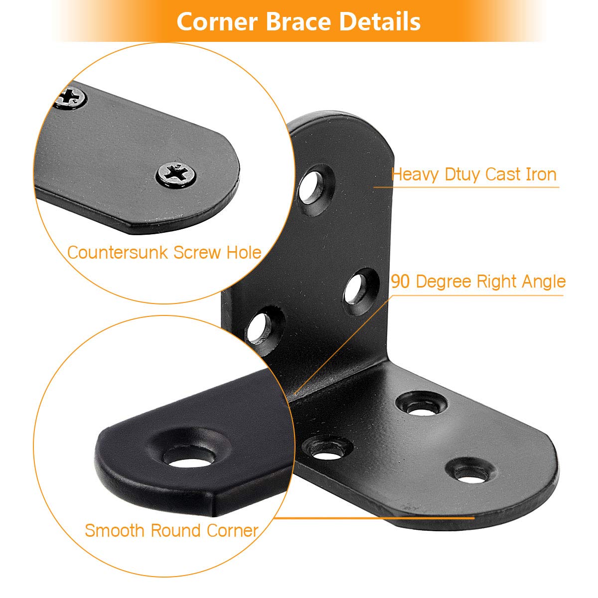 Snapklik.com : 20Pcs Black Corner Brace, Heavy Duty Double Wide L ...