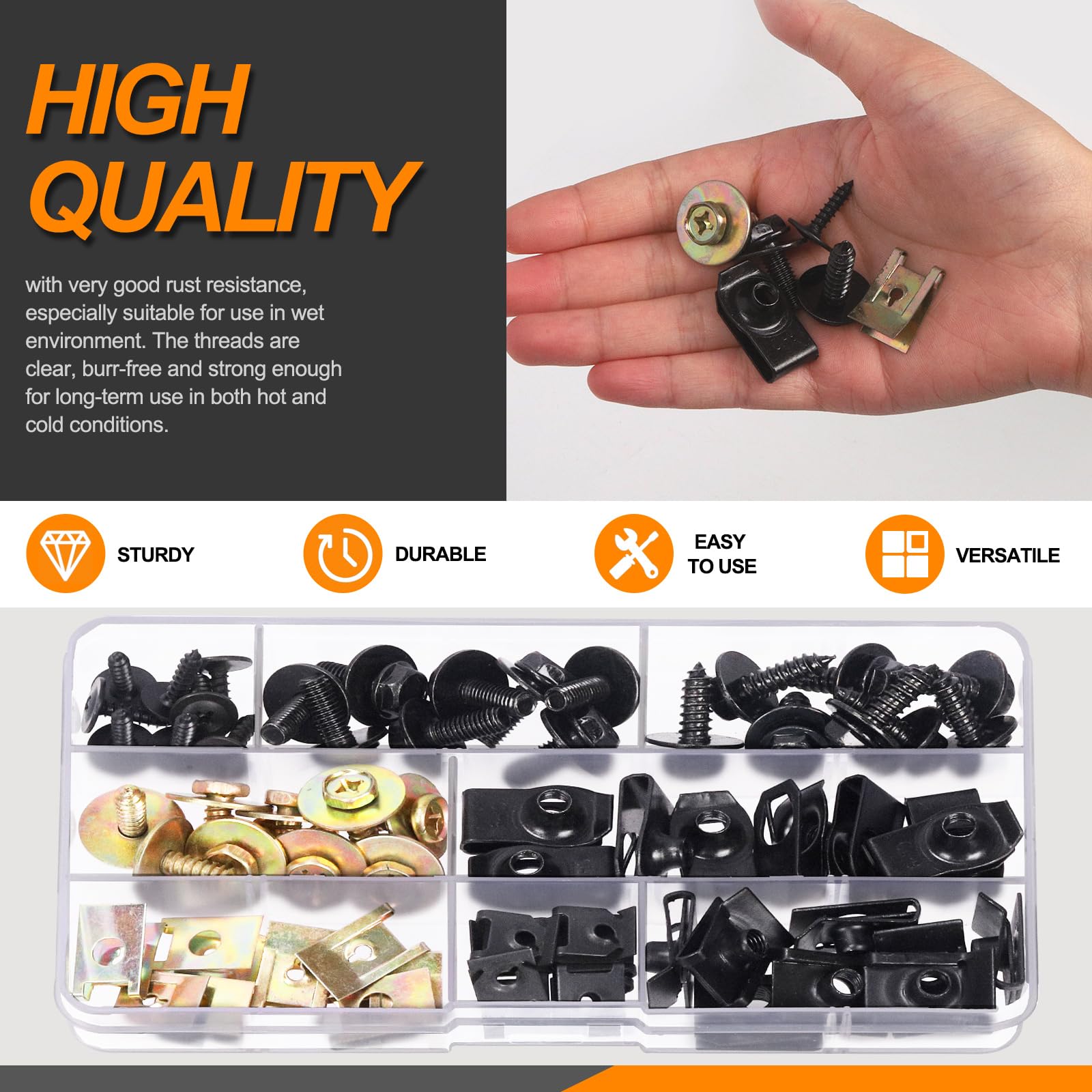 Car Retainer Clips 40-Piece Car U-Nut Fastener Kit - Metal Hex Bolts ...