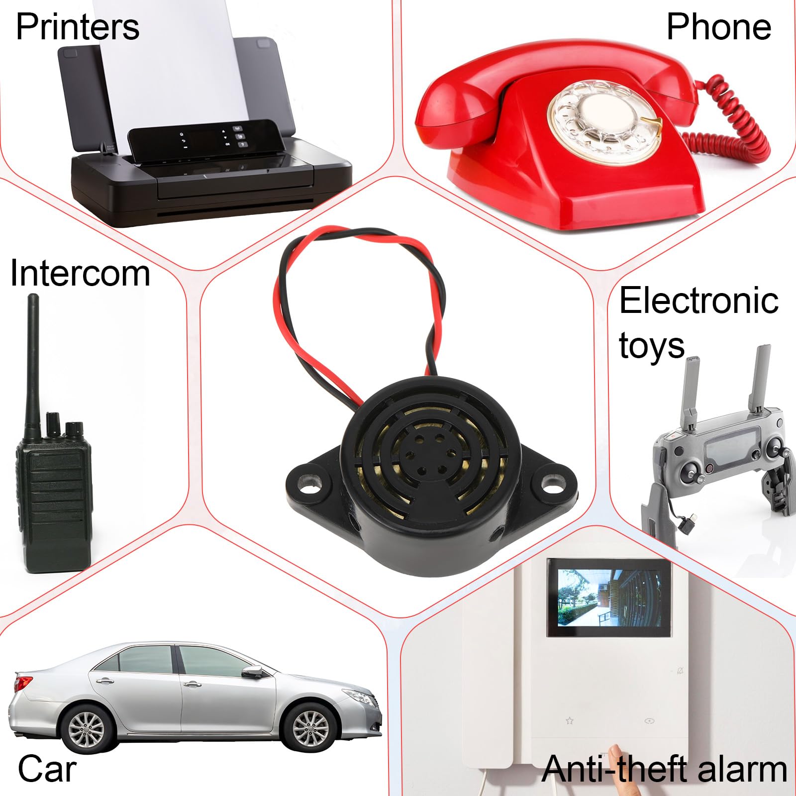 Snapklik.com : 4PCS SFM-27-W Beep Tone Alarm Ringer, DC 3-24V 90dB ...