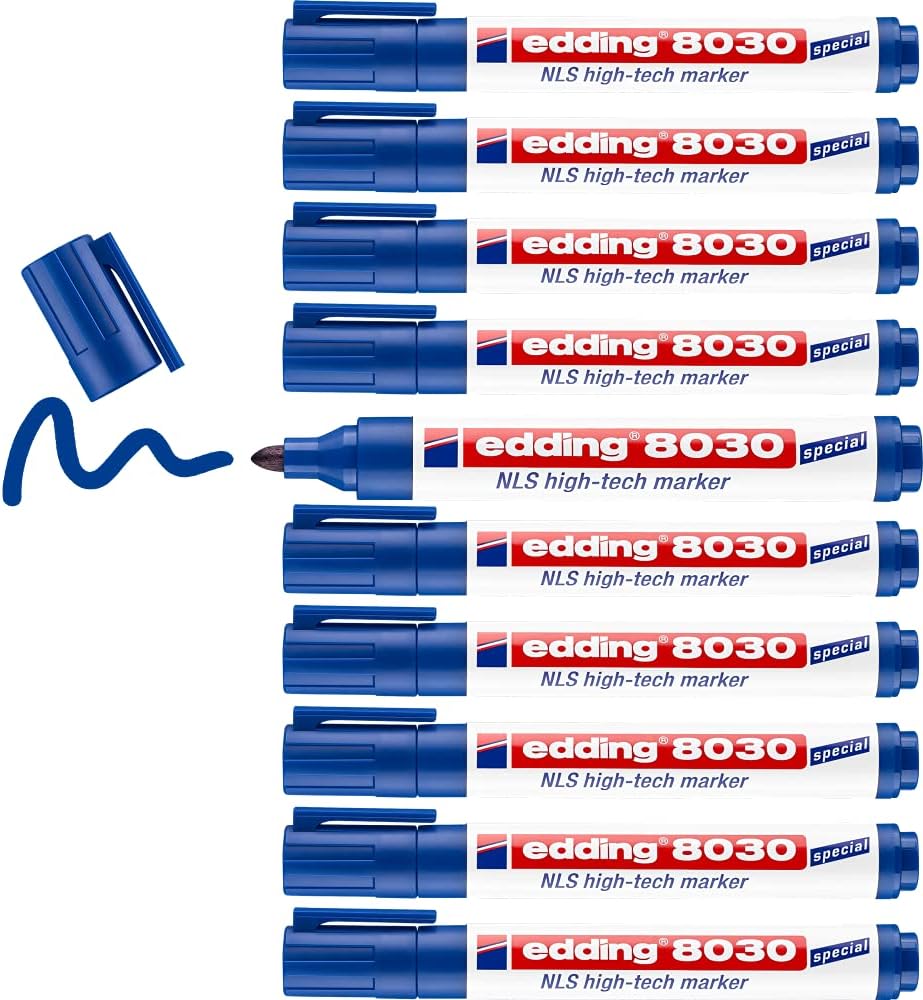 edding 8030 NLS high-tech marker - blue - 10 pens - bullet nib 1.5-3 mm ...