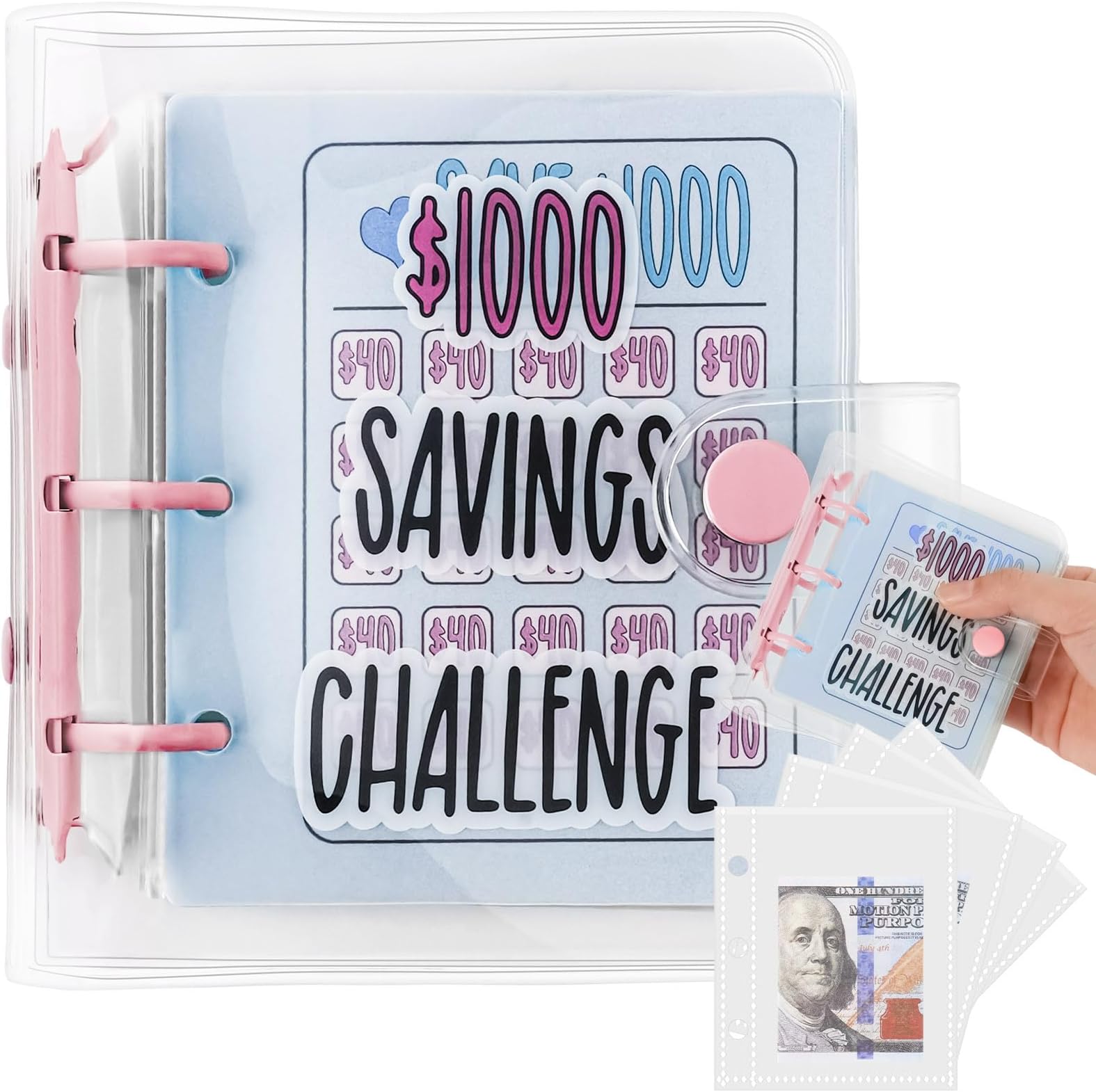 OFFCUP Mini Savings Challenge Binder, 25 Envelope Money Saving Wallet ...