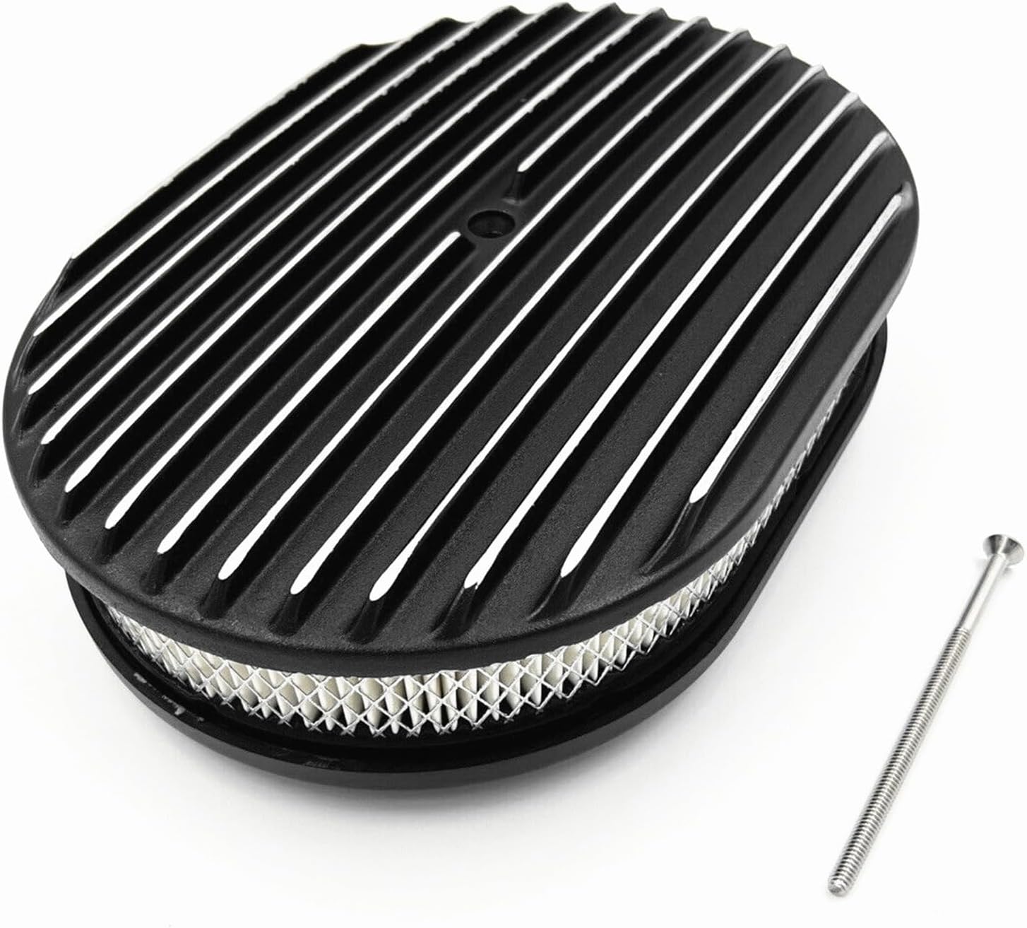 Amazon.com: Universal 12" Oval Black Aluminum Full Finned Polished ...