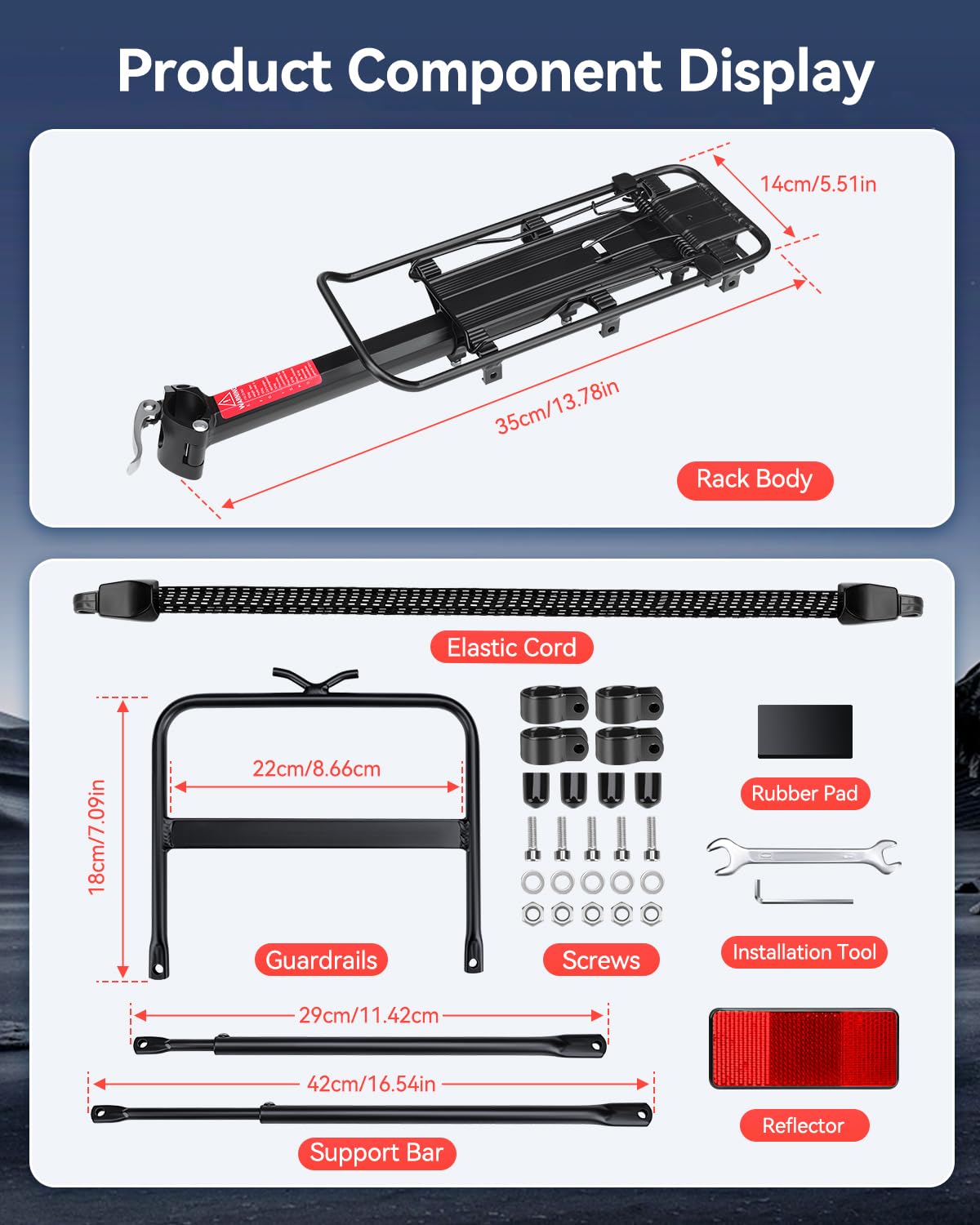 Snapklik.com : ONVIAN Rear Bike Rack, Aluminum Alloy Bike Cargo Rack ...