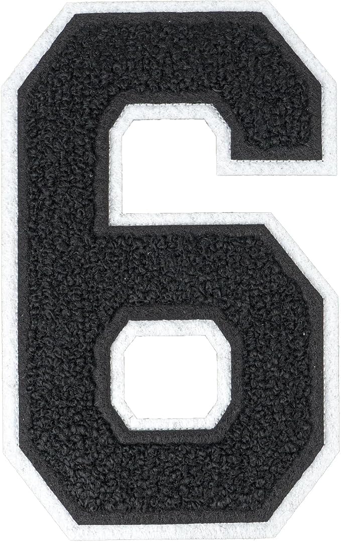 Amazon.com: 1 PCS 6 Inch Large Black Chenille Number Patches - Iron On ...