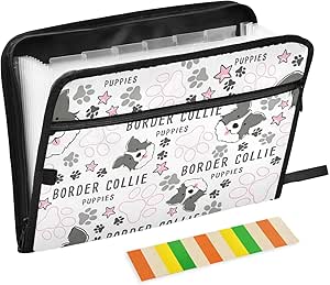 Amazon.com : Border Collie Cute Dog Expanding File Folders 13 Pocket ...