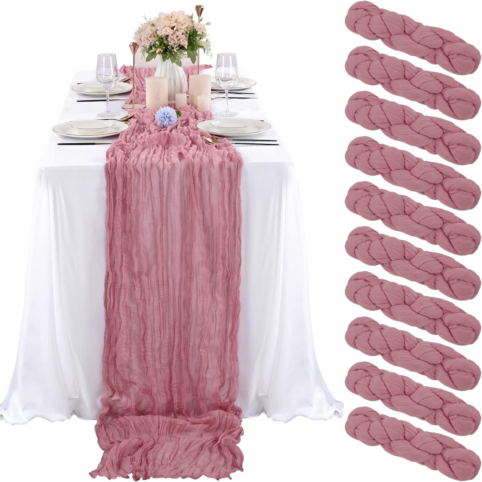 Amazon.com: Redbaker 16 Pack Chiffon Table Runner Sheer Table Runners ...