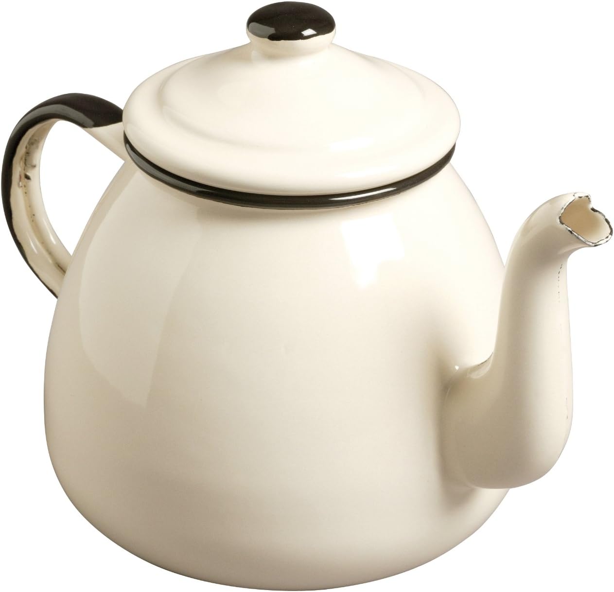 Emalia Cream Enamel 0.75 Litre Cream Tea Pot : Amazon.co.uk: Home & Kitchen