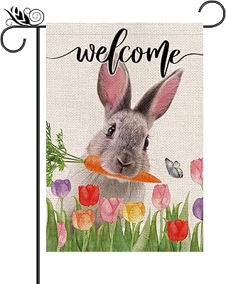 Amazon.com : Easter Bunny Garden Flag 12x18 Vertical Double Sided Gray ...