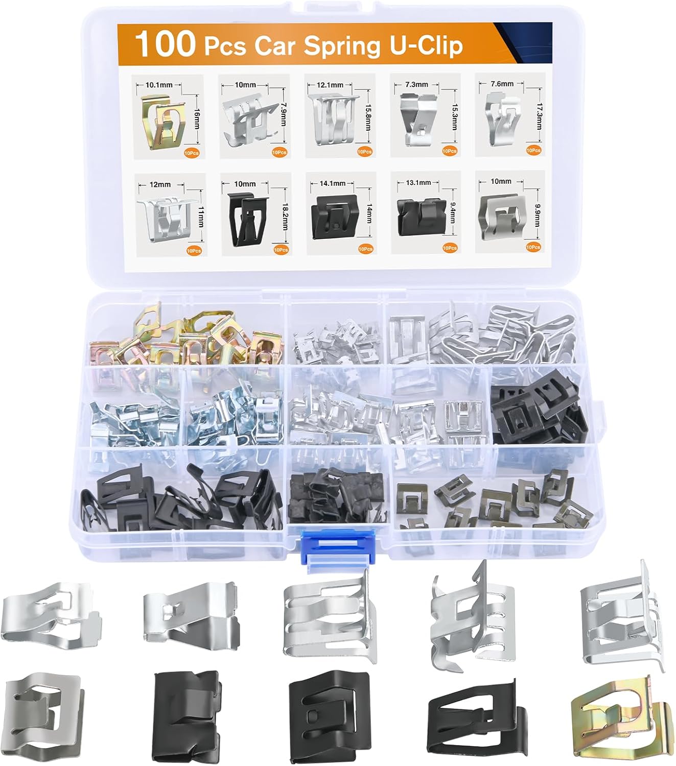 Amazon.com: GOOACC 100Pcs 10 Sizes Metal Trim Clip Spring Moulding Clip ...