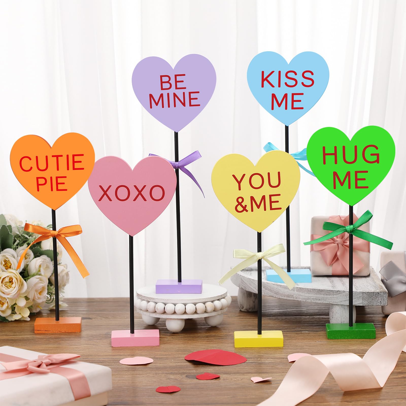 Amazon.com: 6 Pcs Valentine's Day Conversation Hearts Table Decor ...