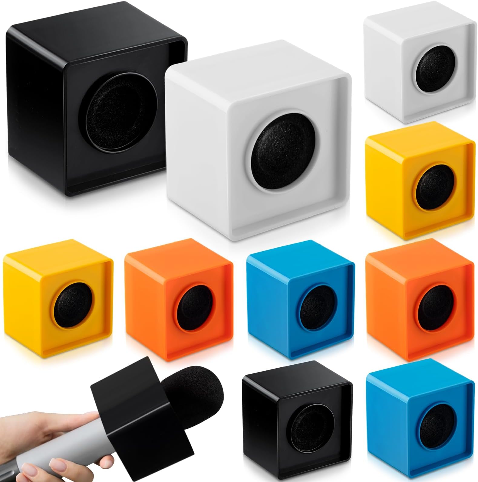 Amazon.com: 10 Pcs Microphone Flag Station Portable Square Cube ABS ...