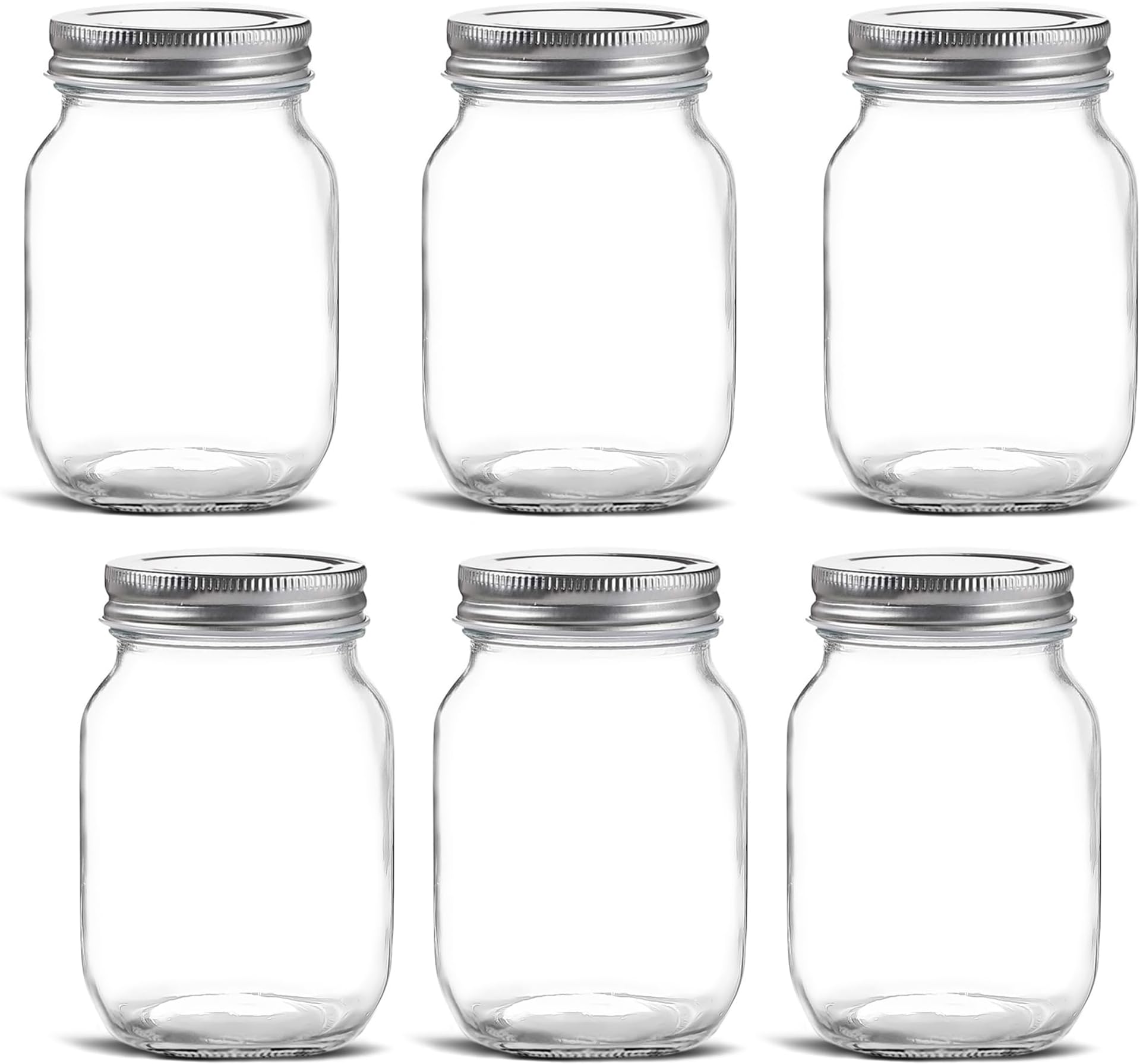 Amazon.com: Glass Regular Mouth Mason Jars, 16 oz Clear Glass Jars with ...