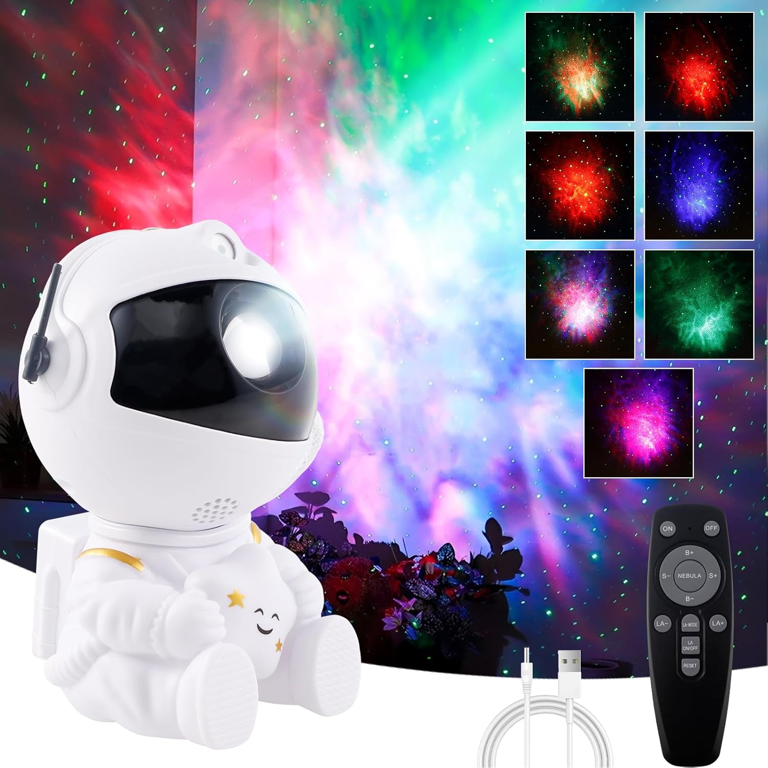 Astronaut Star Projector Galaxy Night Light 360°Rotation Star ...
