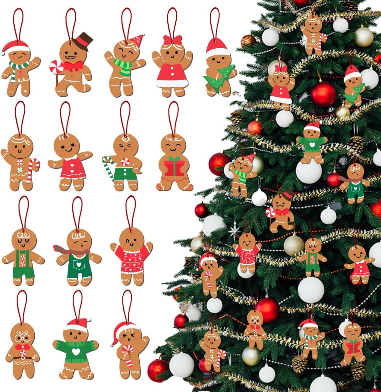 Amazon.com: ssailue decor 30PCS Gingerbread Christmas Ornaments for ...