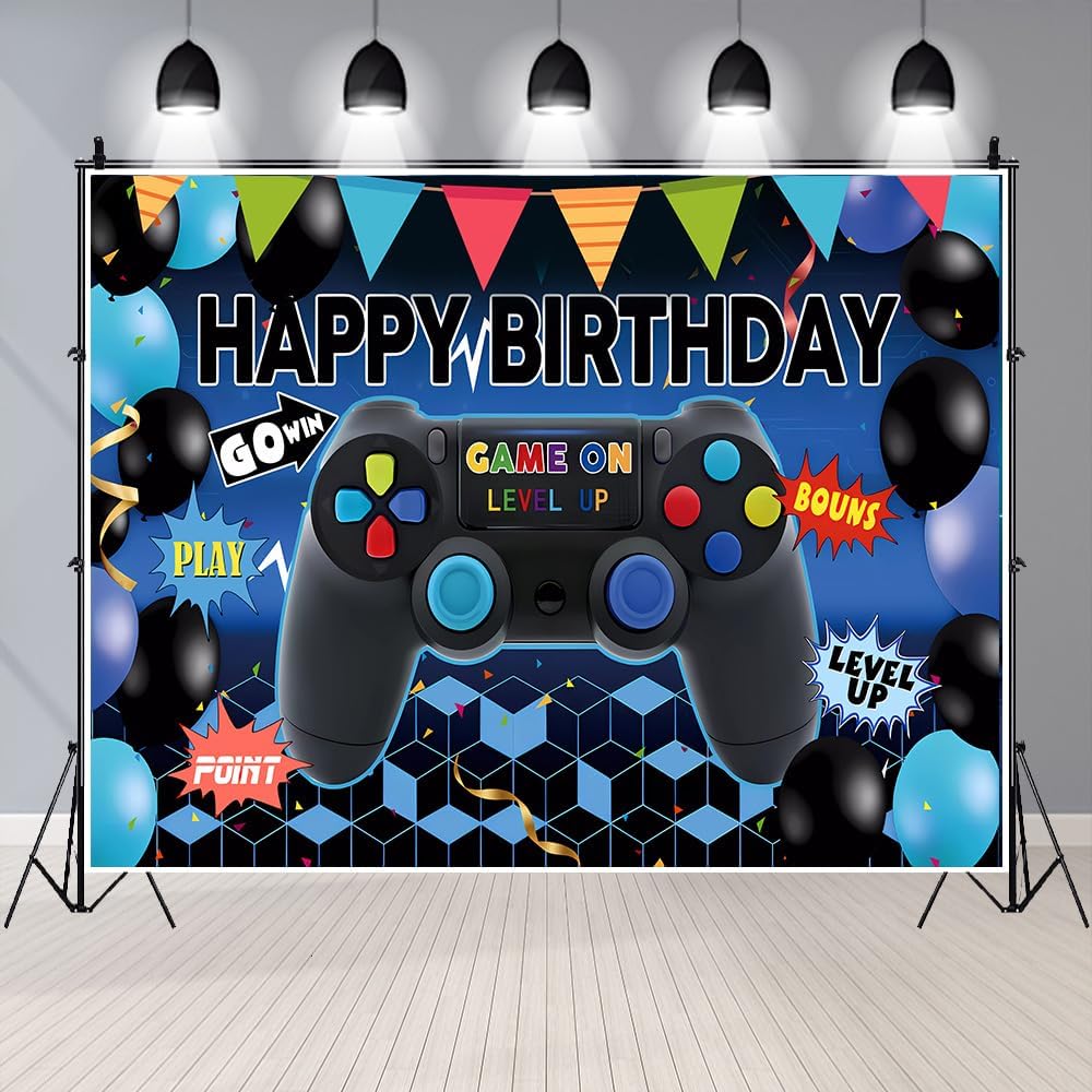 Amazon.com : Video Game Happy Birthday Backdrop 10x8ft Video Game Theme ...
