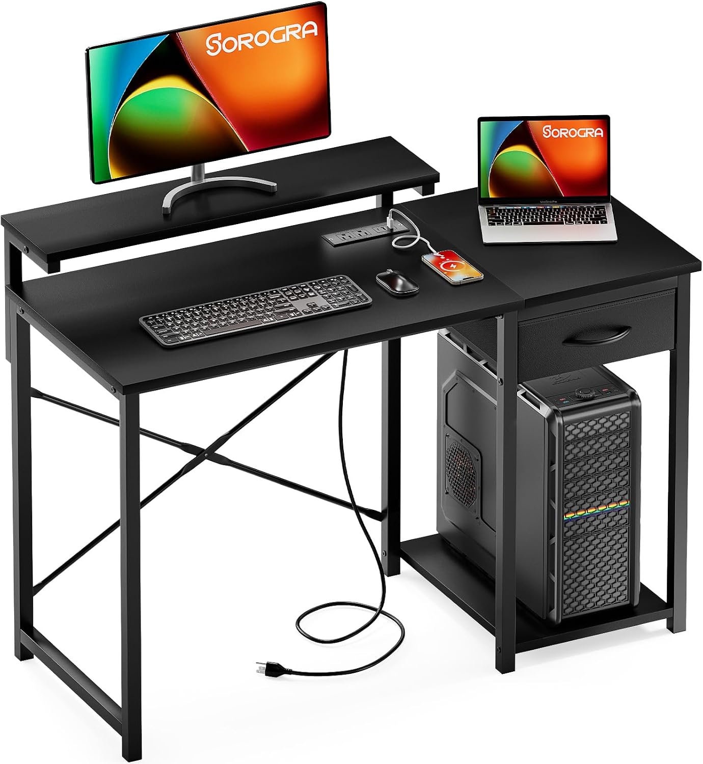 Amazon.com: SOROGRA Computer Desk with Adjustable Monitor Stand, 47.2 ...