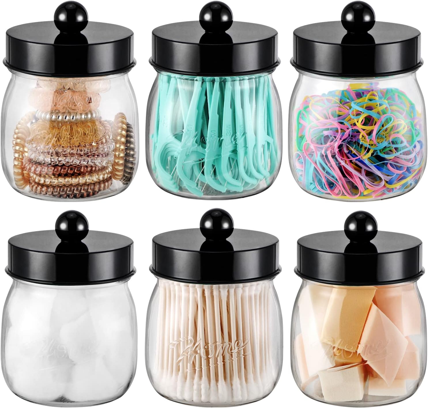 Amazon.com: Mini Glass Apothecary Jars, Bathroom Container Set ...