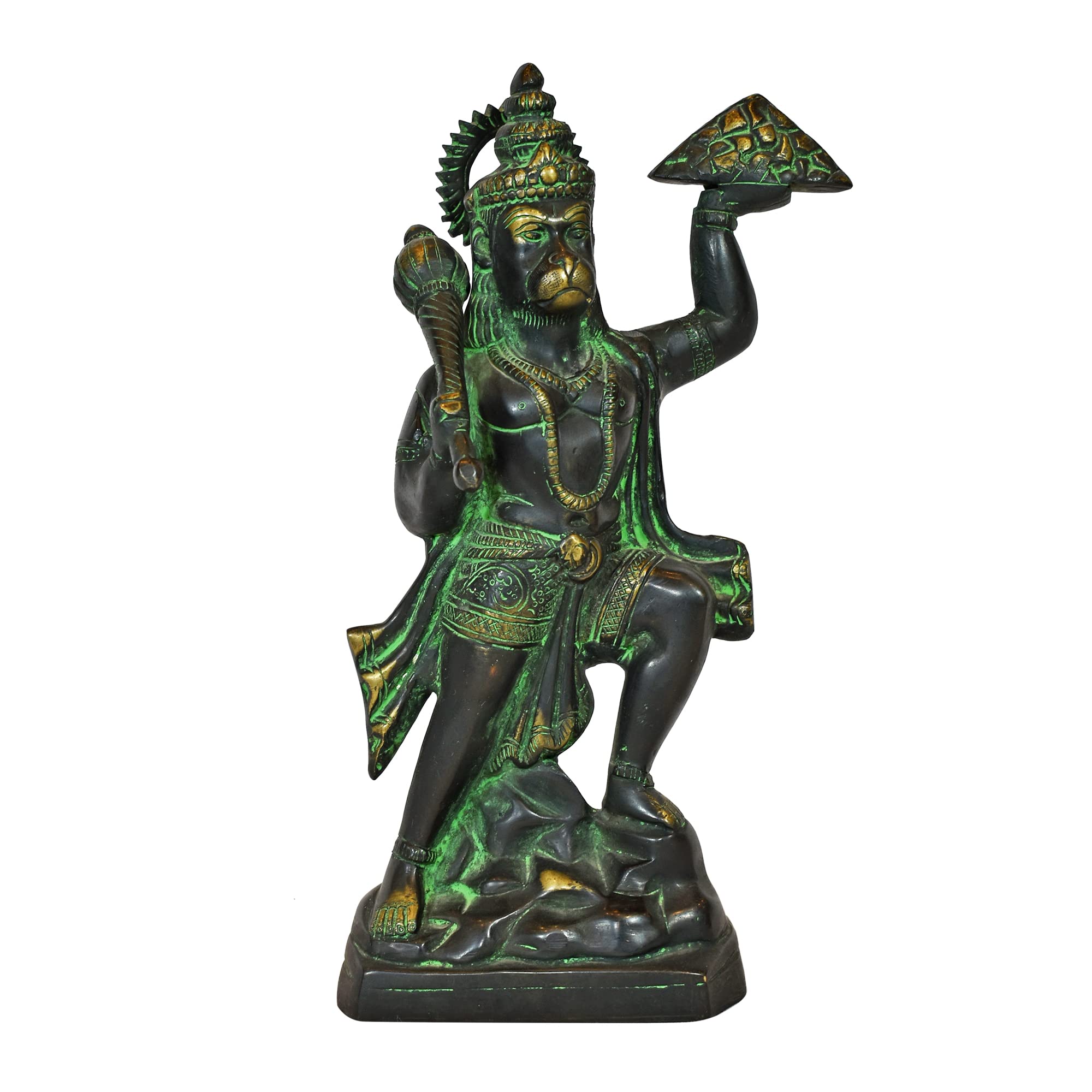 Buy RCIMALL Hanuman Ji with Sanjeevani parvat Posture, Brass Statue of ...