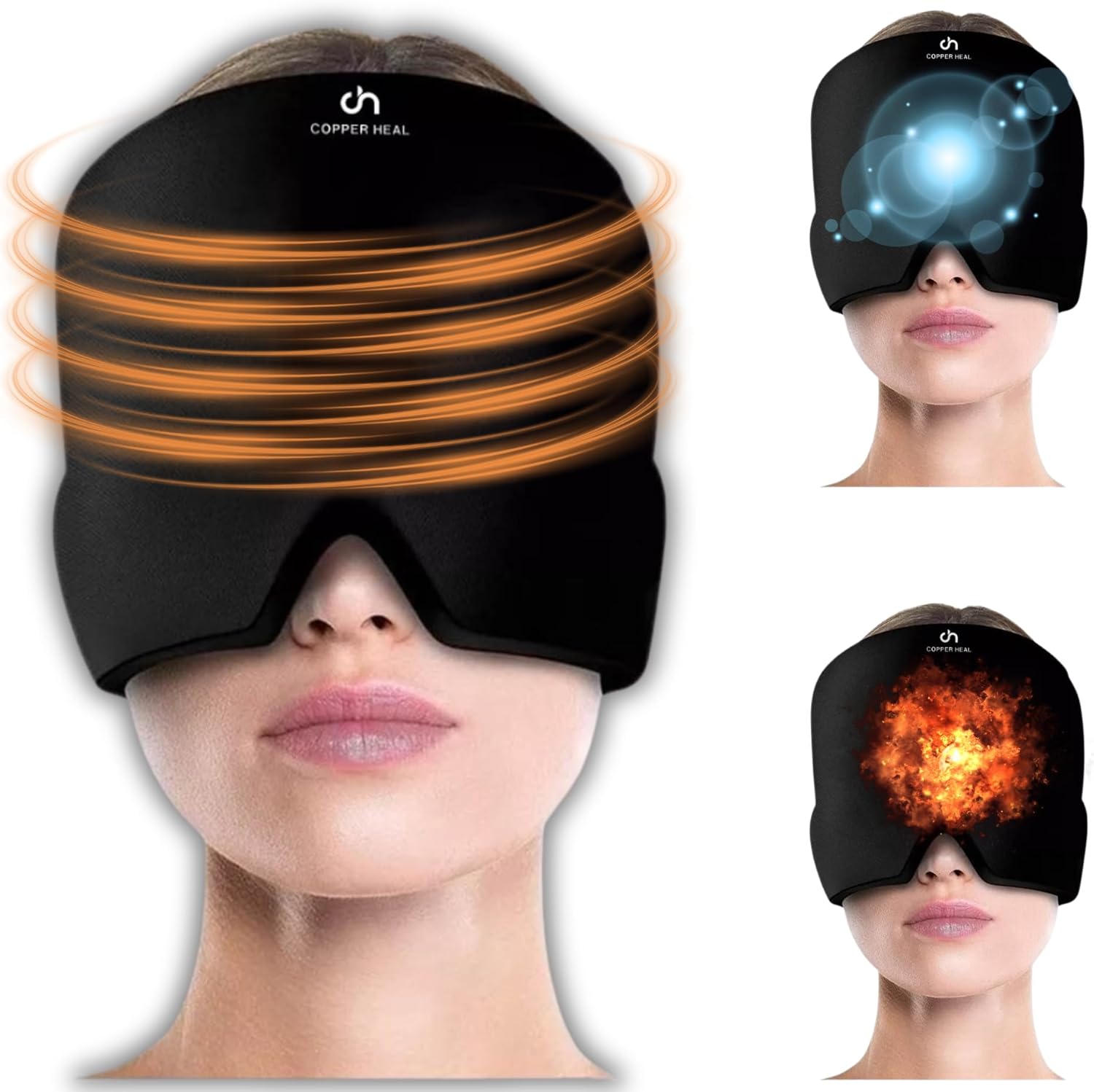 COPPER HEAL Migraine Relief Cap - Headache Relief Gel Cap, Ice Hat for ...