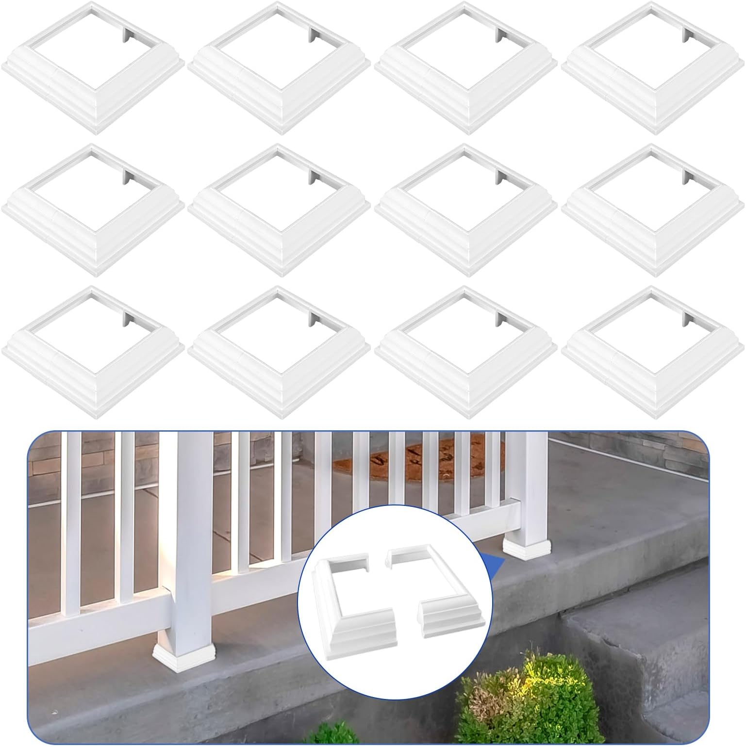True 4 * 4inch 2 Packs Split Style Vinyl Fence Post Skirt/White Color ...