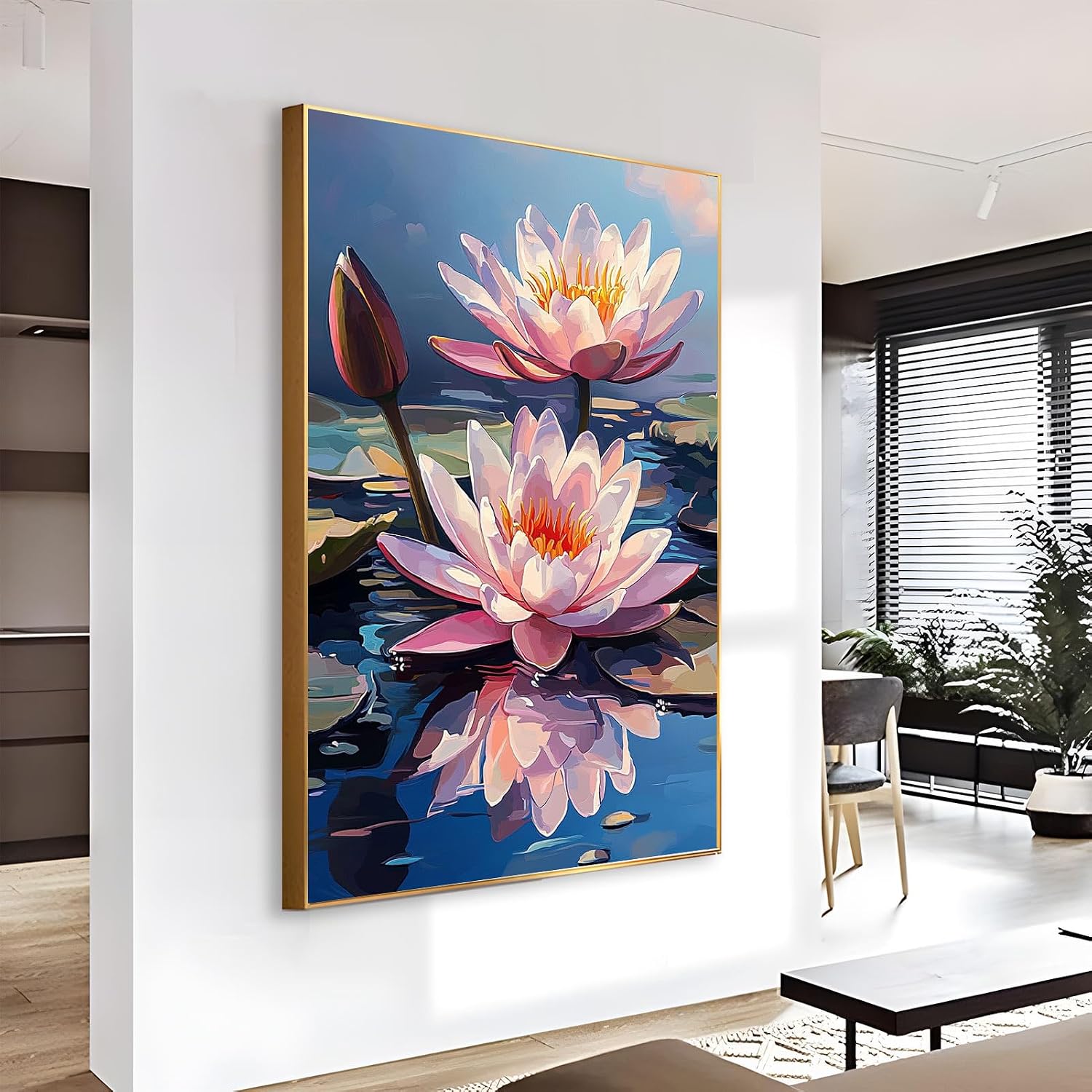 Amazon.com: Lotus Flower Canvas Wall Art, Tranquil Pond Scene Canvas ...