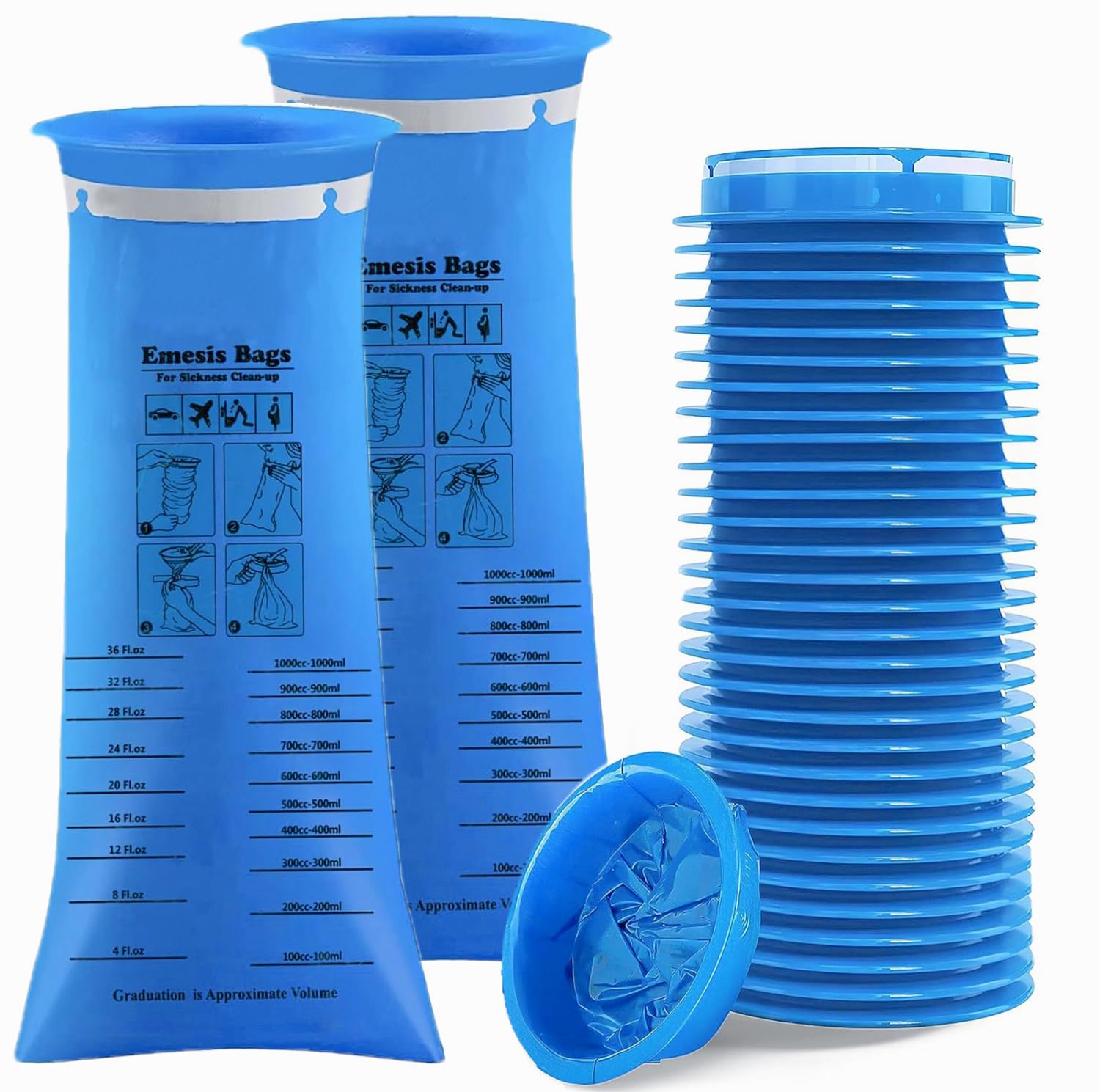 Vomit Bags Disposable,Emesis Bags, 30 Pack – 1000ml Barf Bags – Leak ...