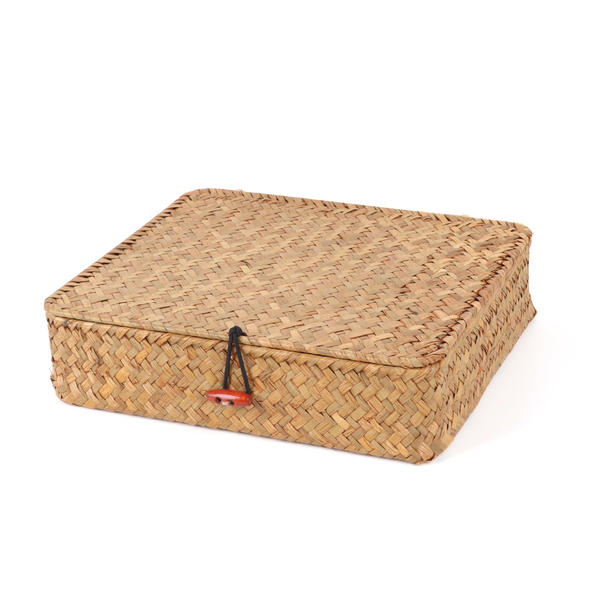 Amazon.com: Moosky Flat Wicker Shelf Baskets with Lid, Seagrass Woven ...