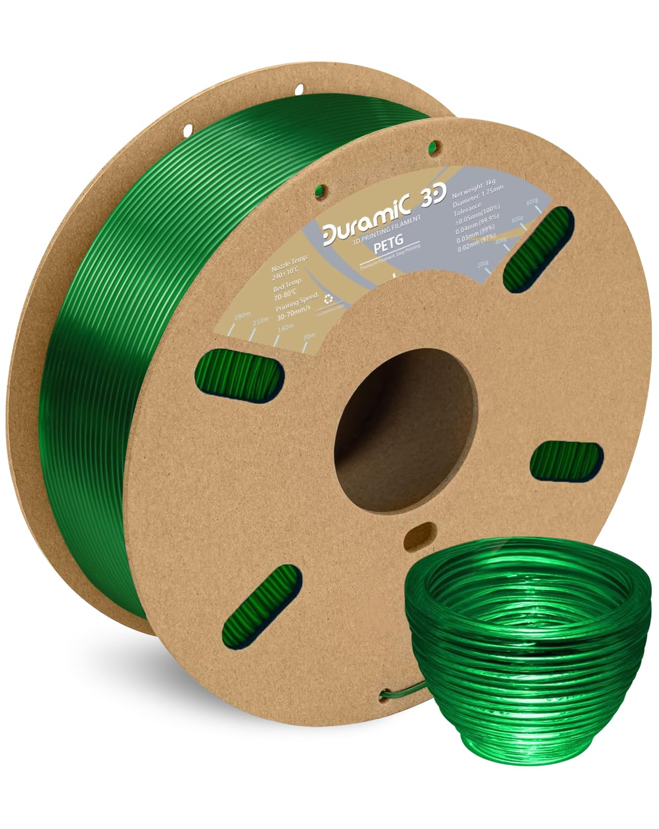 Amazon.com: DURAMIC 3D PETG Filament 1.75mm Translucent Green, 3D ...