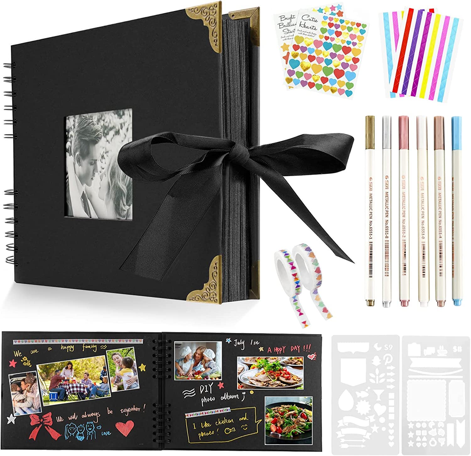 Newthinking Photo Scrapbook with 80 Black Pages, 11.5 x 8.5 Inches ...