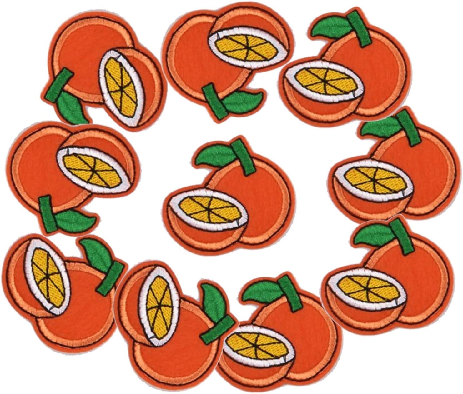 Amazon.com: Orange Slice Round Patch Fresh Cut Citrus Embroidered Iron ...