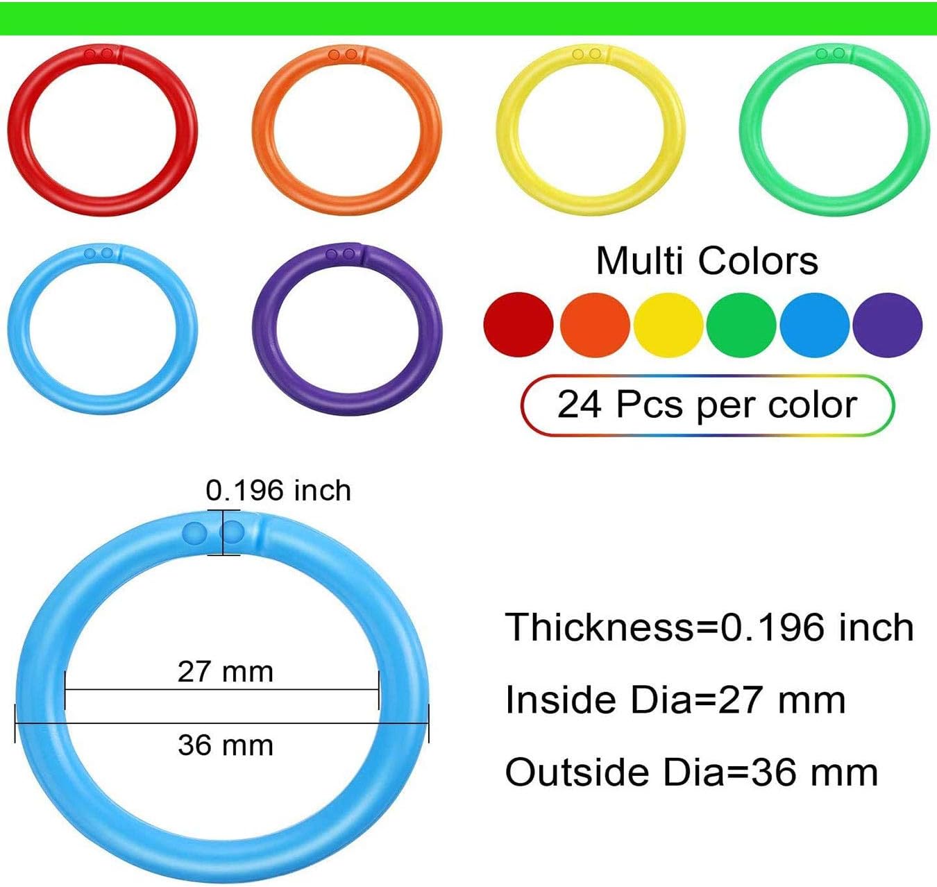 Sweetone 144 Pieces Binder Ring Plastic Book Rings Multicolour Loose ...