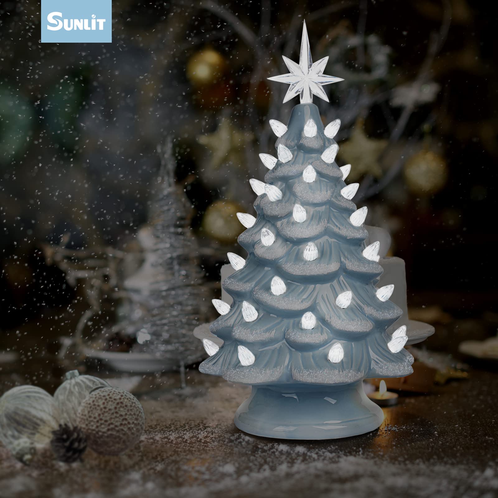 Advent Calendar Cordless Lighted Ceramic Christmas Tree Vintage ...